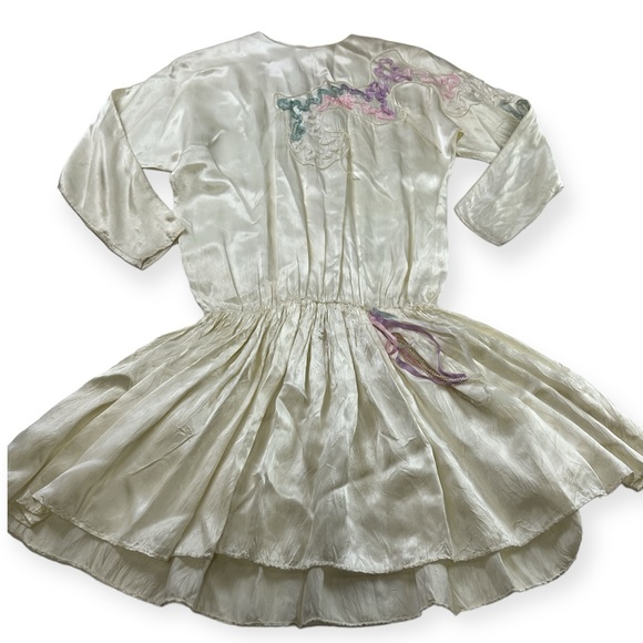 Dresses | 8s 90s Vintage Womens Beige Satin Unique Ling Sleeve Dress ...